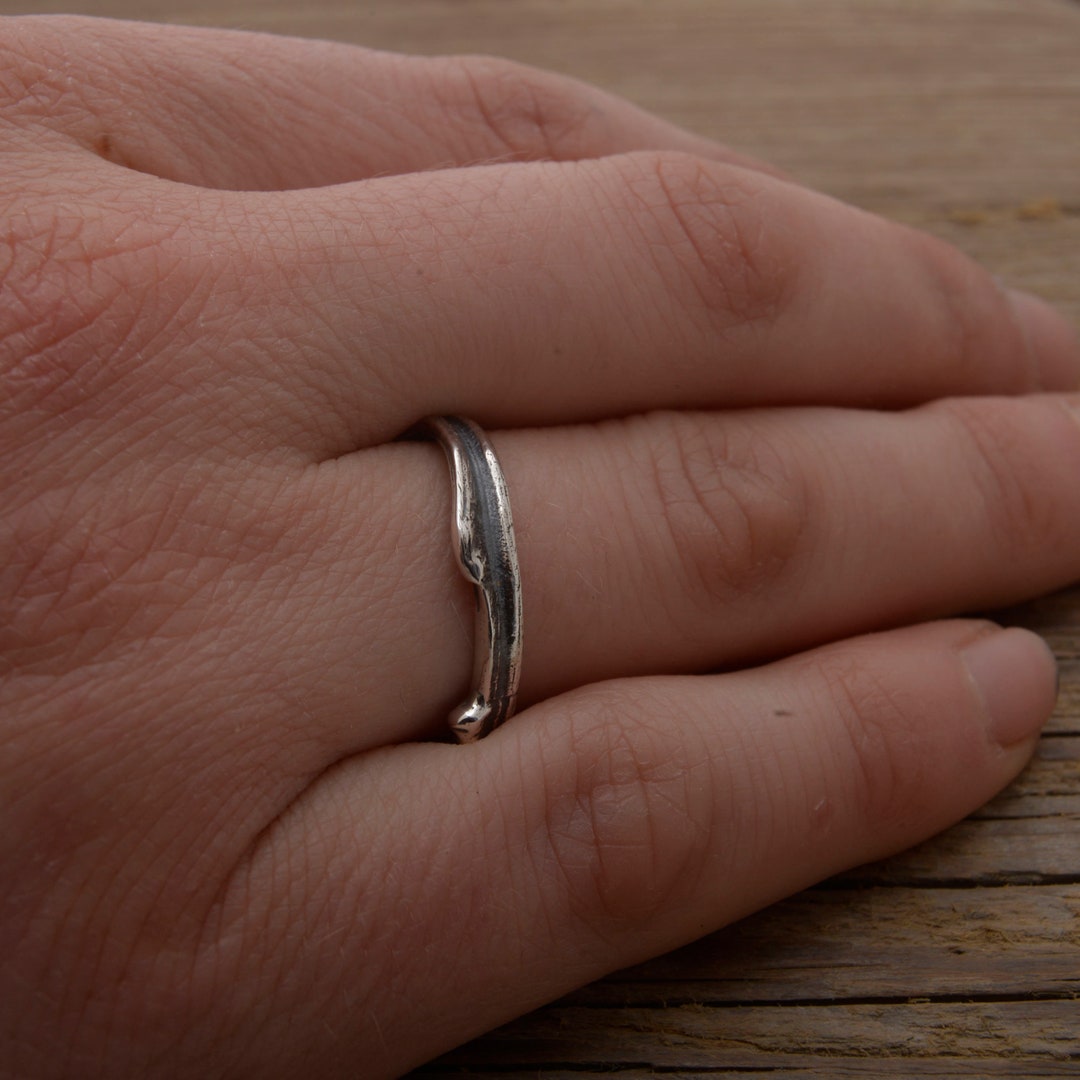 Twig Sterling Silver Band Ring for Women and Men, Orange Tree Branch ...