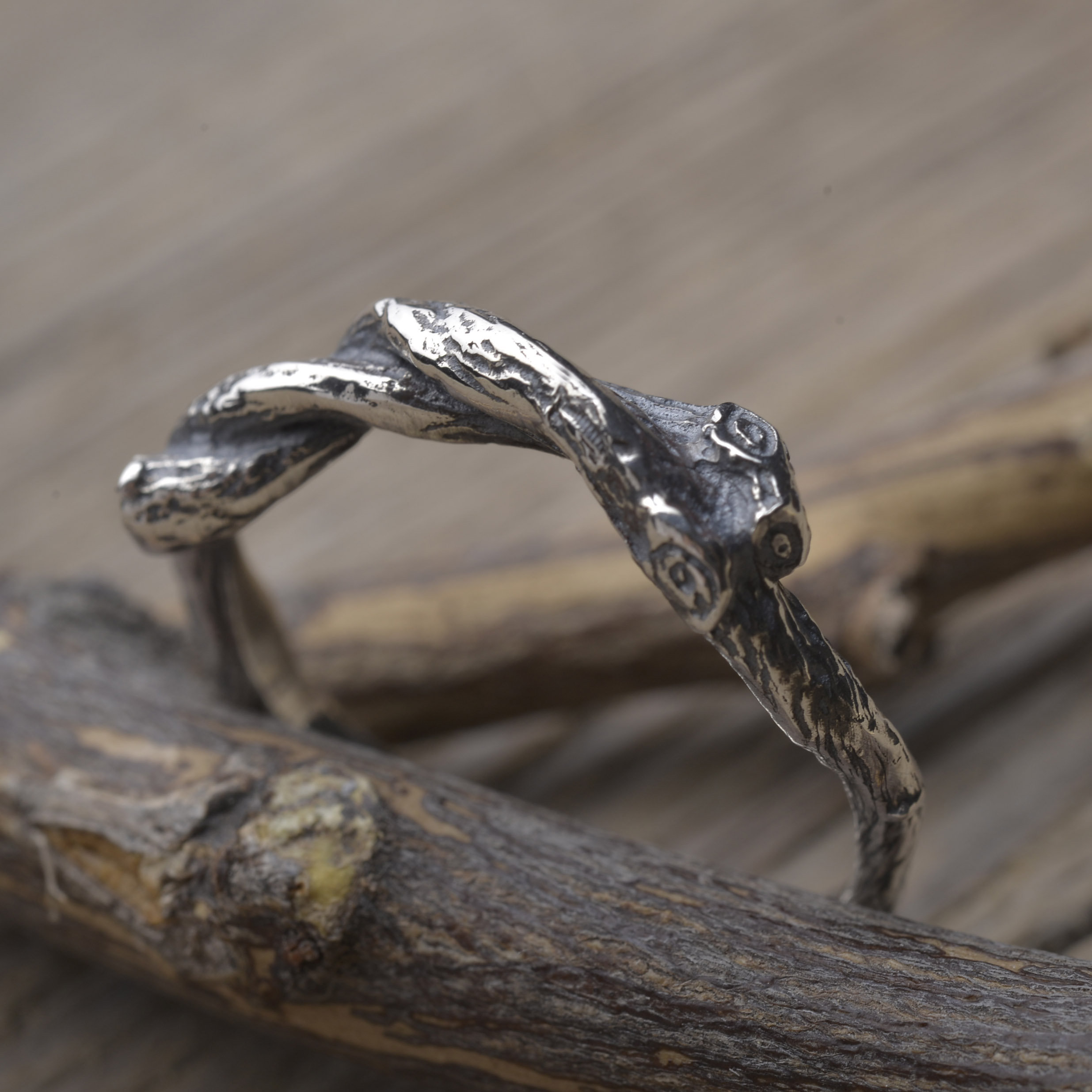 Sterling Silver Twisted Branch Ring Forest Twig Band DA485 | Etsy