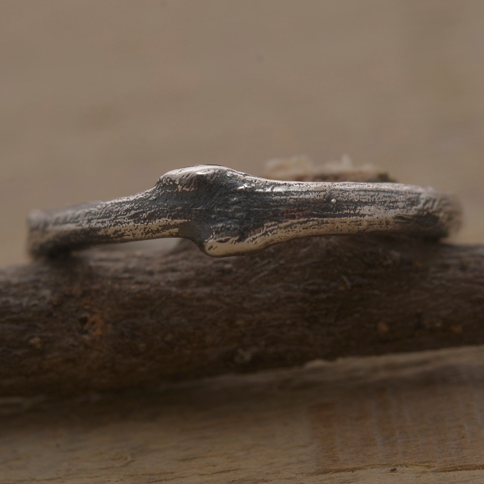 Tree Bark Ring Sterling Silver Nature Lover Band Free Inside - Etsy