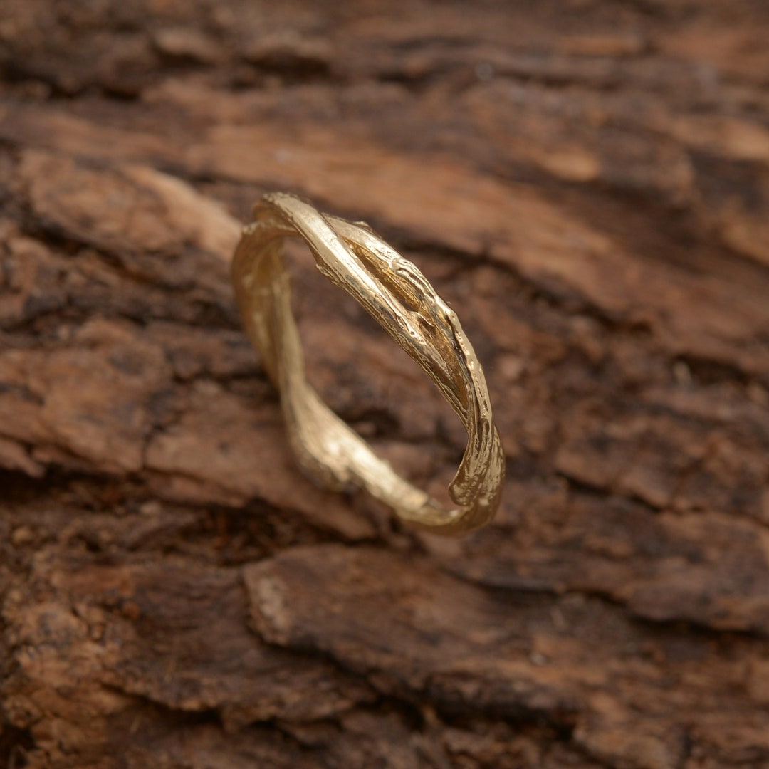 Women's Twig Band, 14kt Solid Gold Stackable Twisted Branch Ring DA1 - Etsy