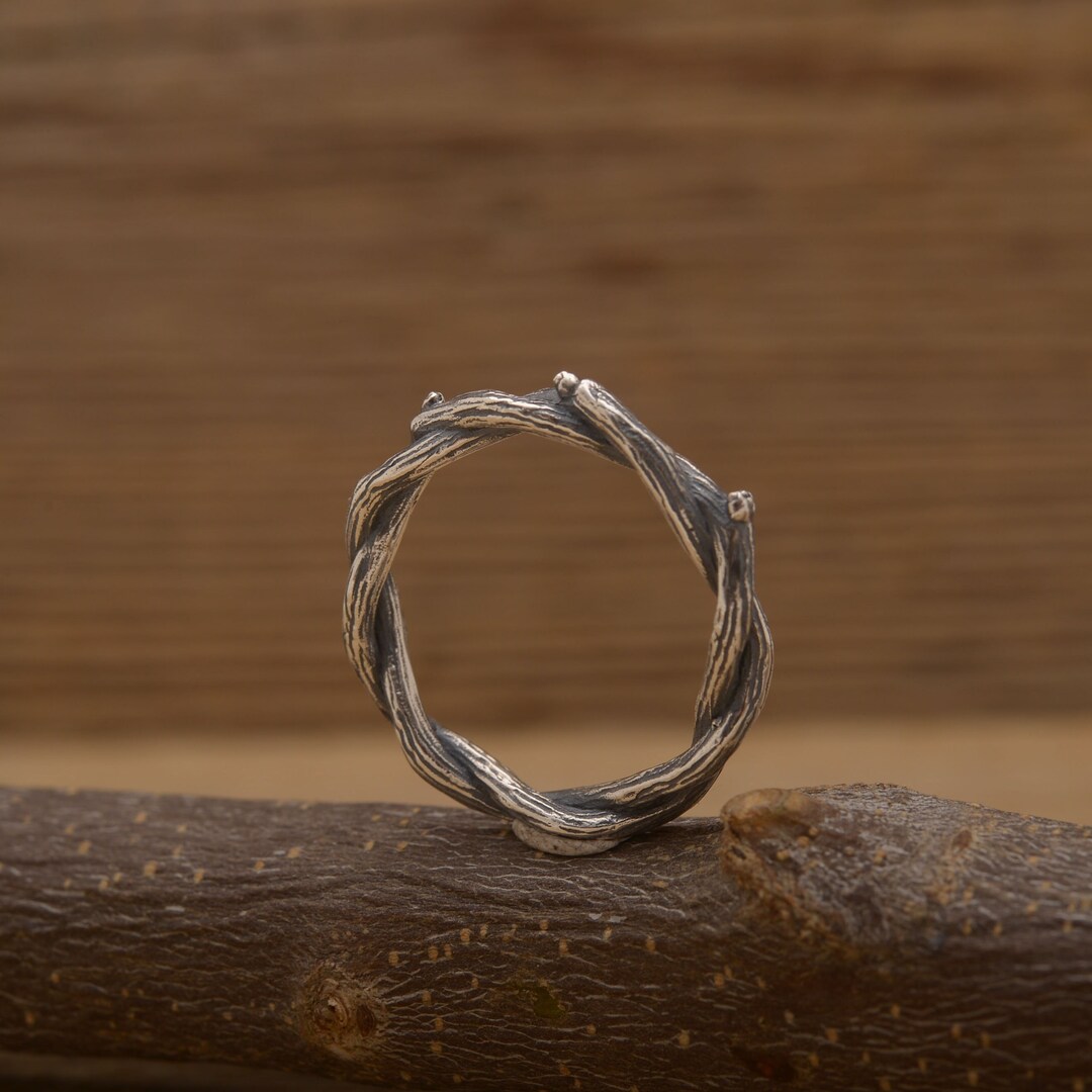 Twisted Twig Ring, Sterling Silver Branch Band, Ring for Forest Lovers ...