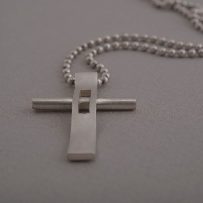 Modern Cross Necklace Sterling Silver Cross for Men - Etsy