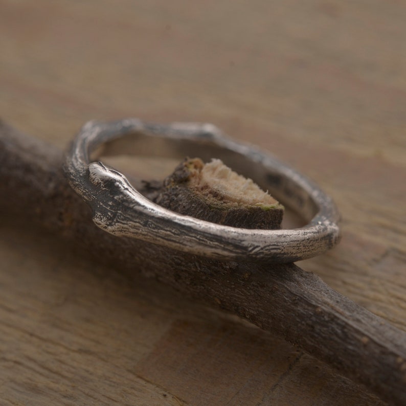 Tree Bark Ring Sterling Silver Nature Lover Band Free Inside - Etsy