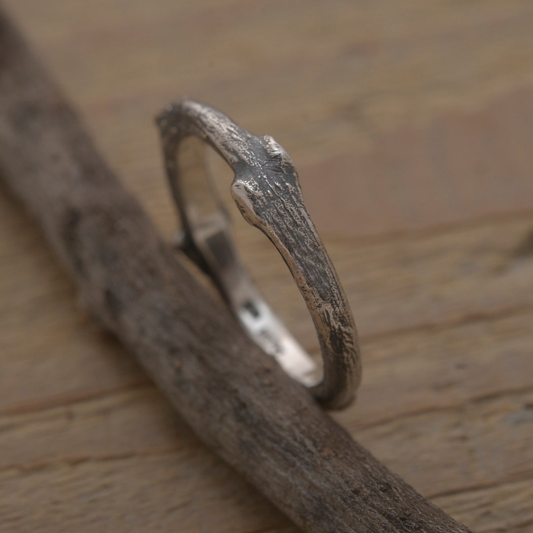 Tree Bark Ring, Sterling Silver Nature Lover Band, Free Inside ...