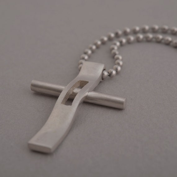 Modern Cross Necklace Sterling Silver Cross for Men | Etsy
