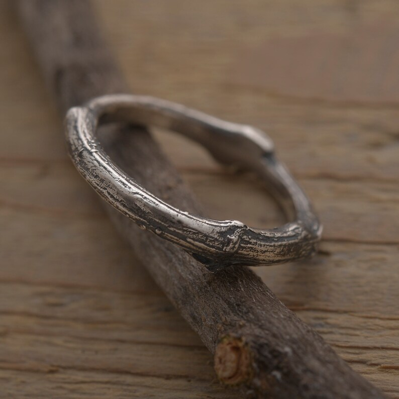 Tree Bark Ring Sterling Silver Nature Lover Band Free Inside - Etsy