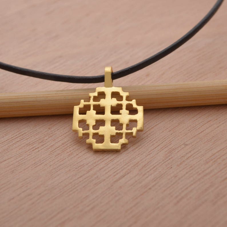 Jerusalem Cross Gold Plated Silver Necklace Crusaders Cross - Etsy