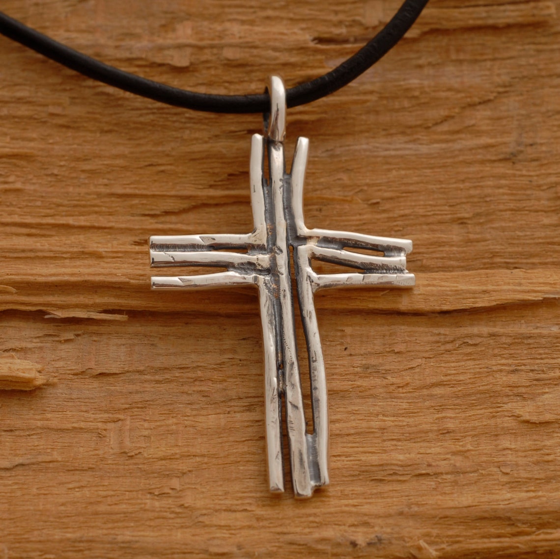Rustic Sterling Silver Cross Necklace Twig Cross Necklace - Etsy