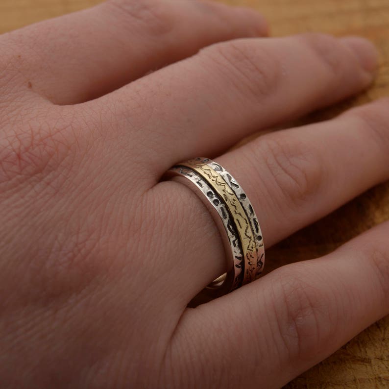 Sterling Silver and Gold Matching Wedding Rings Bride and - Etsy