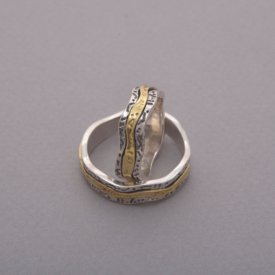Couples Wedding Bands Silver Gold Matching Wedding Band Set | Etsy