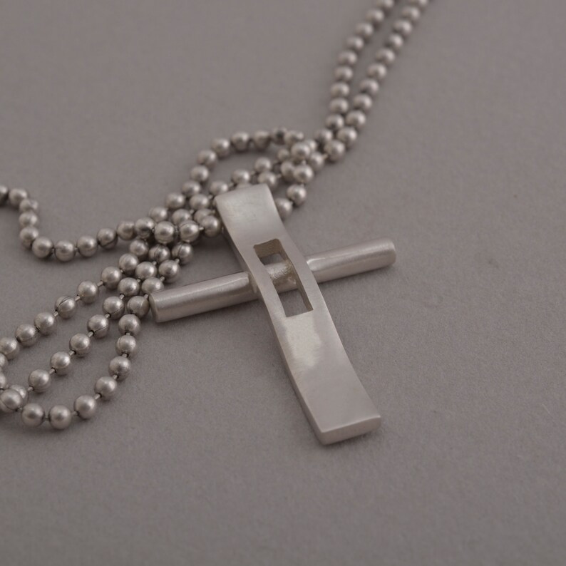 Modern Cross Necklace Sterling Silver Cross for Men - Etsy