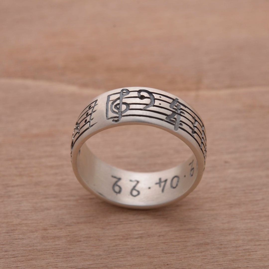 Customized Music Note Ring, Your Favorite Song Ring, Sterling Silver ...