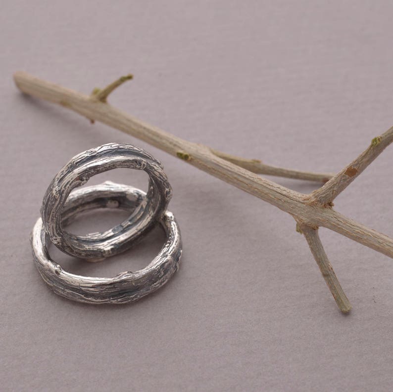 Twig Bridal Set Tree Branch Matching Wedding Bands Sterling | Etsy