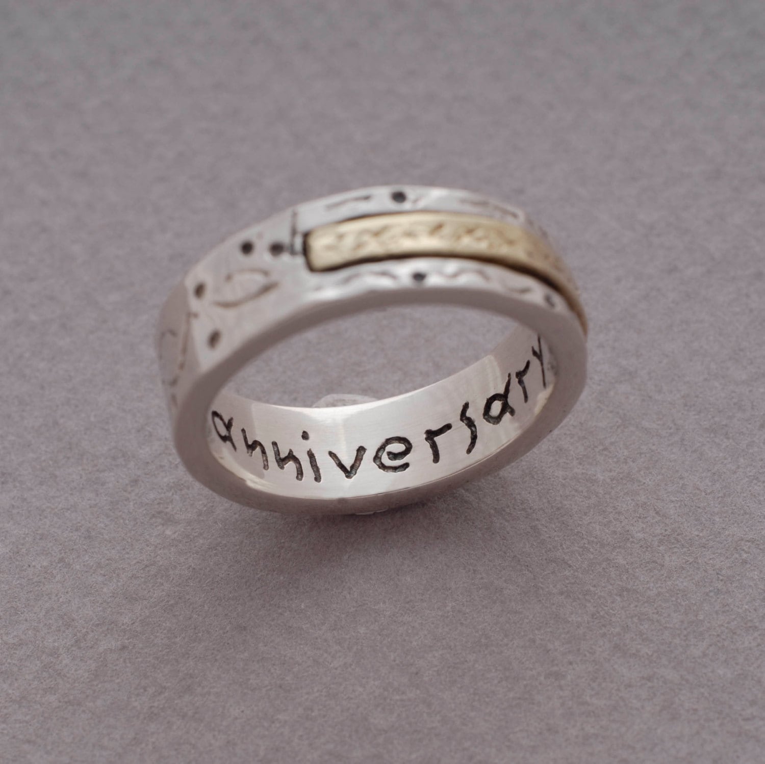 Sterling Silver and Gold Matching Wedding Rings Bride and - Etsy