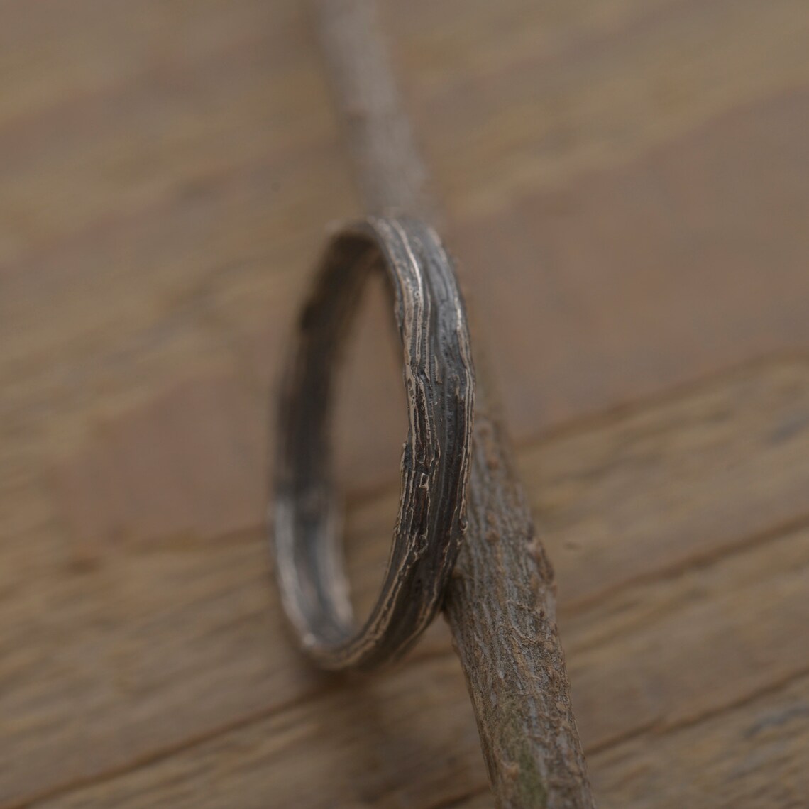 Tree Bark Band Sterling Silver Twig Ring DA382 - Etsy