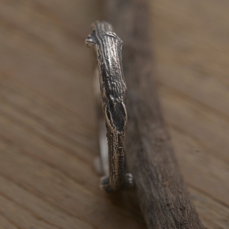 Tree Bark Ring Sterling Silver Nature Lover Band Free Inside - Etsy