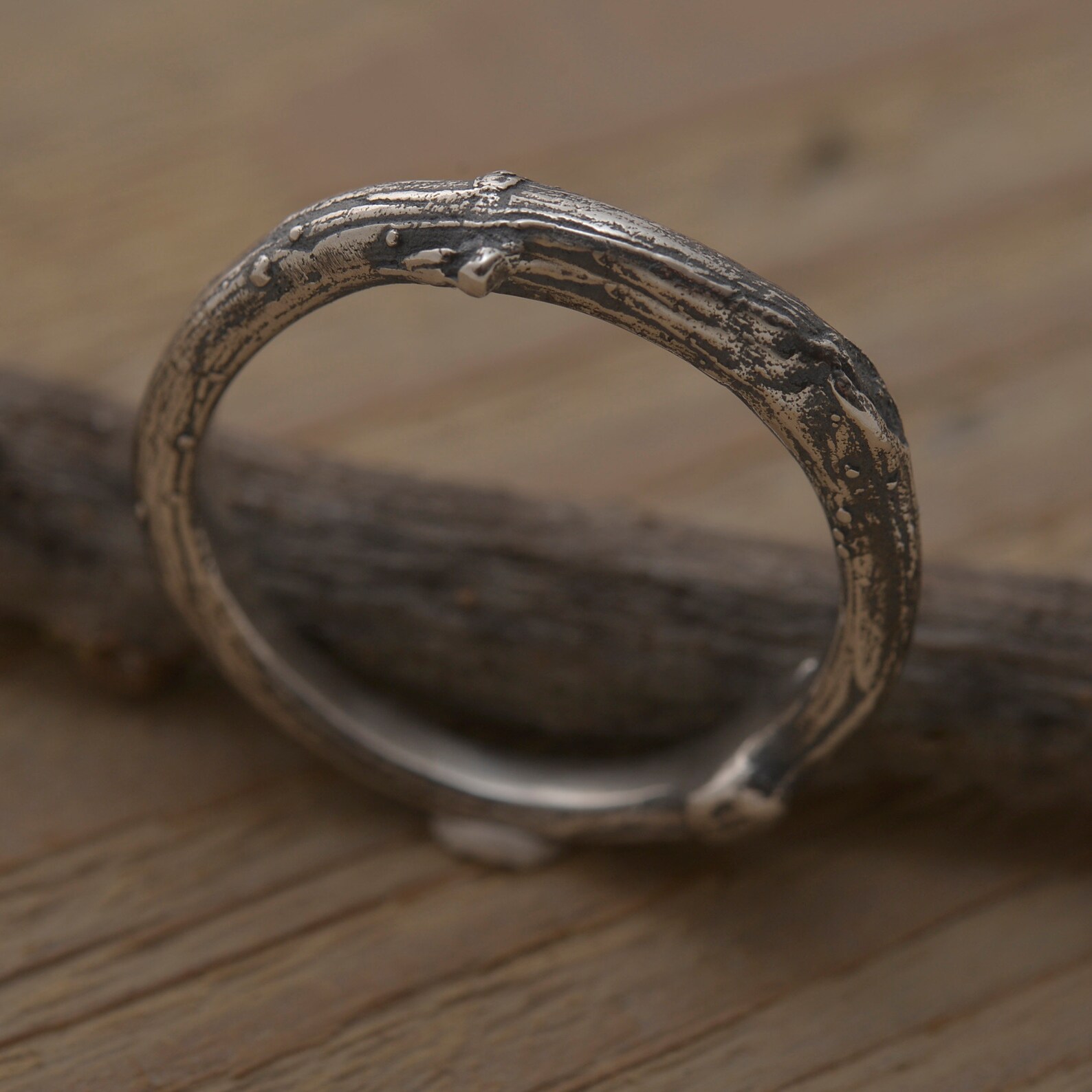 Tree Bark Ring Sterling Silver Nature Lover Band Free Inside - Etsy