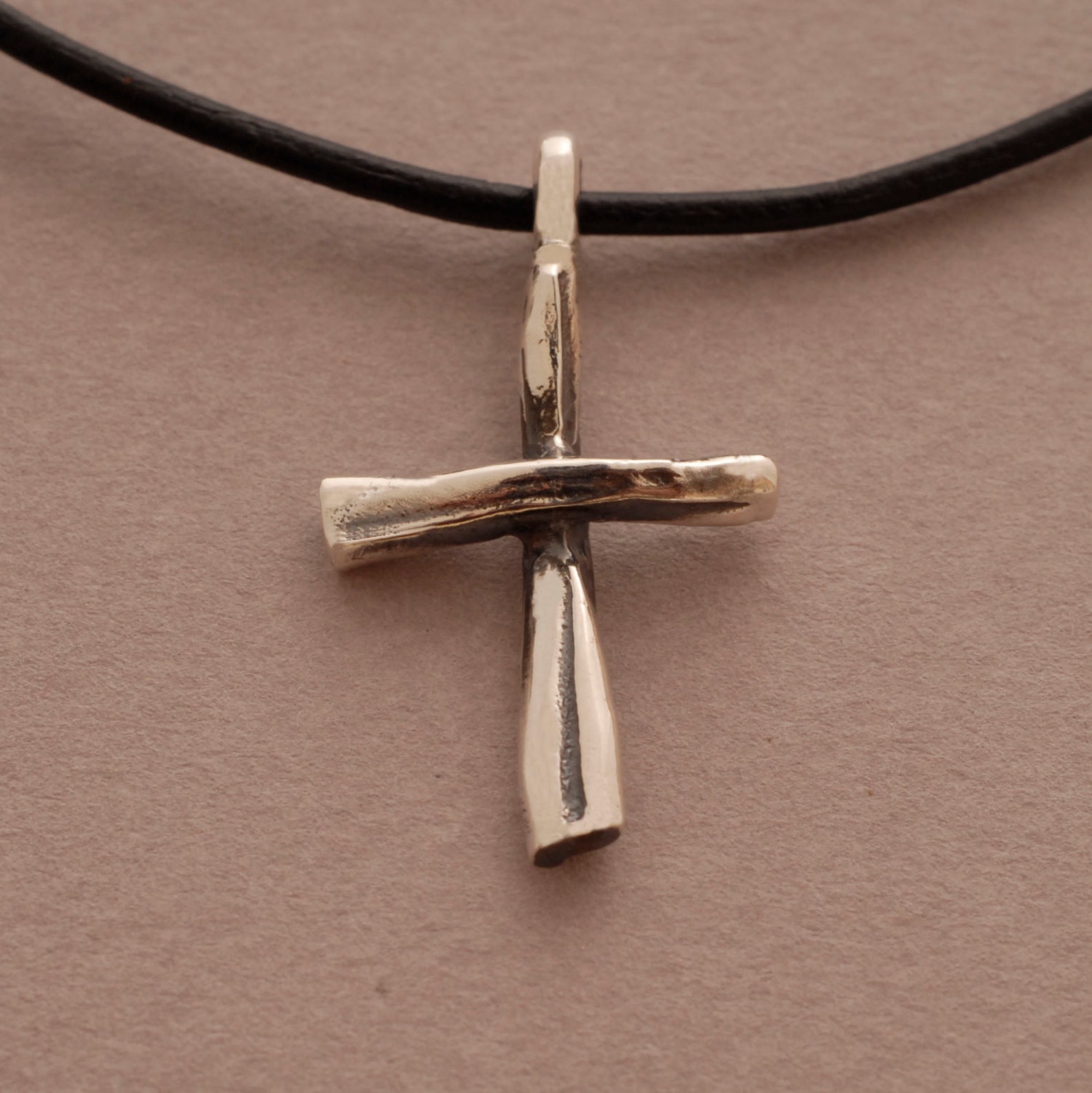 Rustic Cross Pendant Necklace for Men in Oxidized Sterling - Etsy