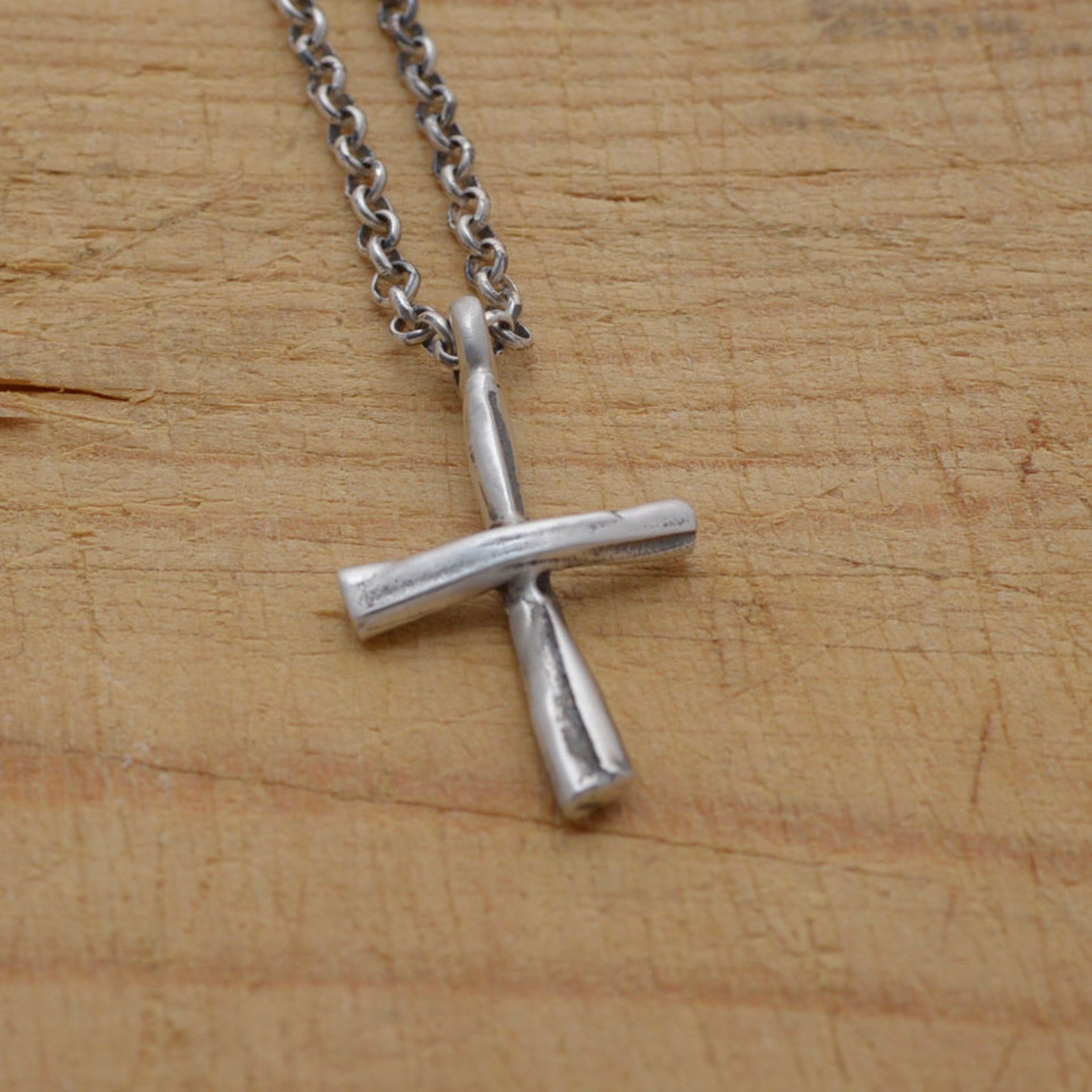 Rustic Cross Pendant Necklace for Men in Oxidized Sterling | Etsy
