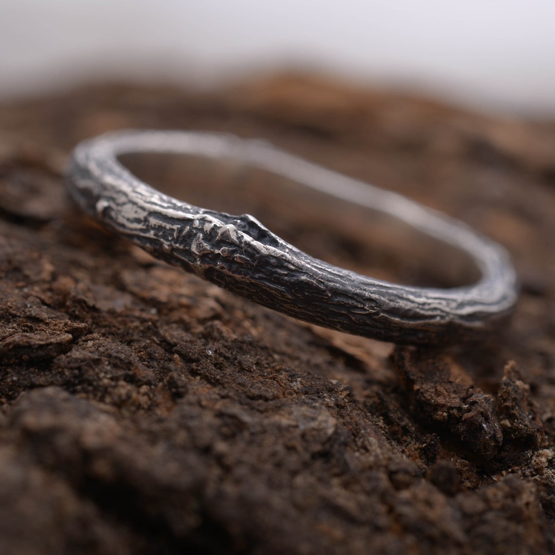 Forest Ring for Men, Sterling Silver Branch Band, 3mm Wide, Free ...