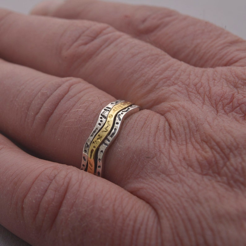 Couples Wedding Bands Silver Gold Matching Wedding Band Set | Etsy