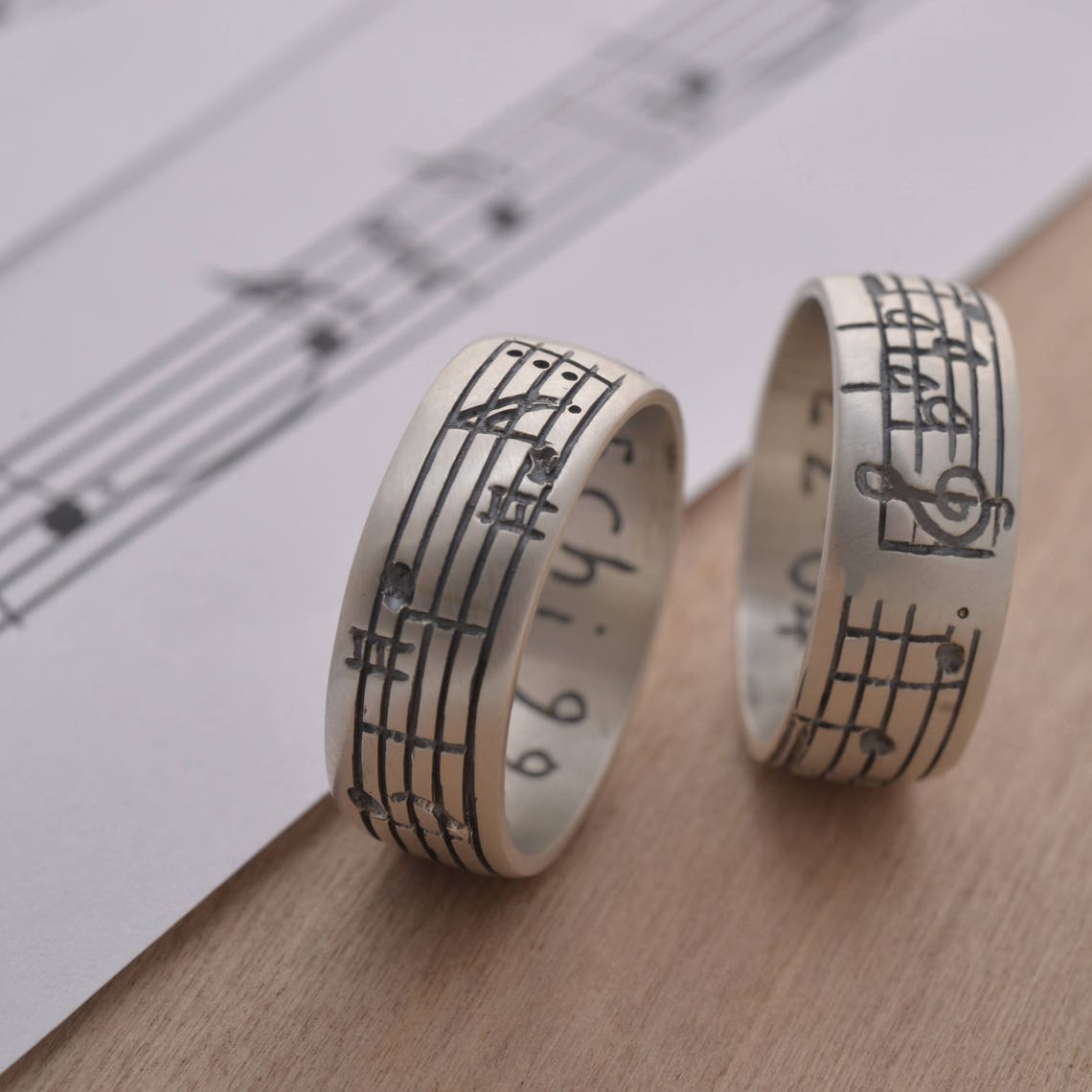 Customized Music Wedding Band Set Your Favorite Song Ring - Etsy