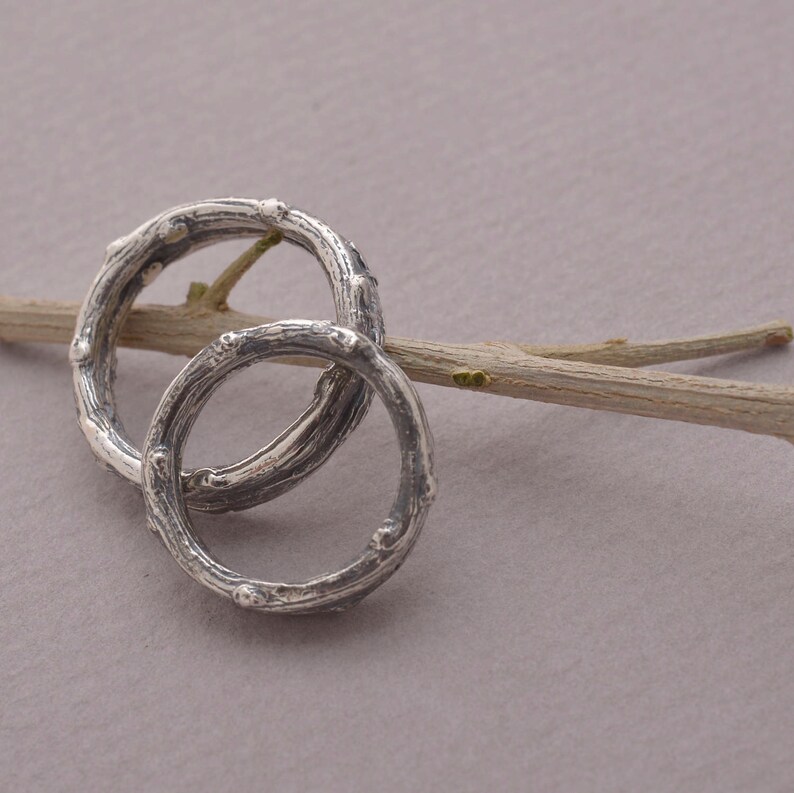 Twig Bridal Set Tree Branch Matching Wedding Bands Sterling | Etsy