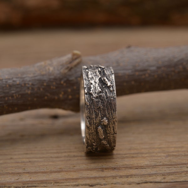 Bark Texture Ring - Etsy