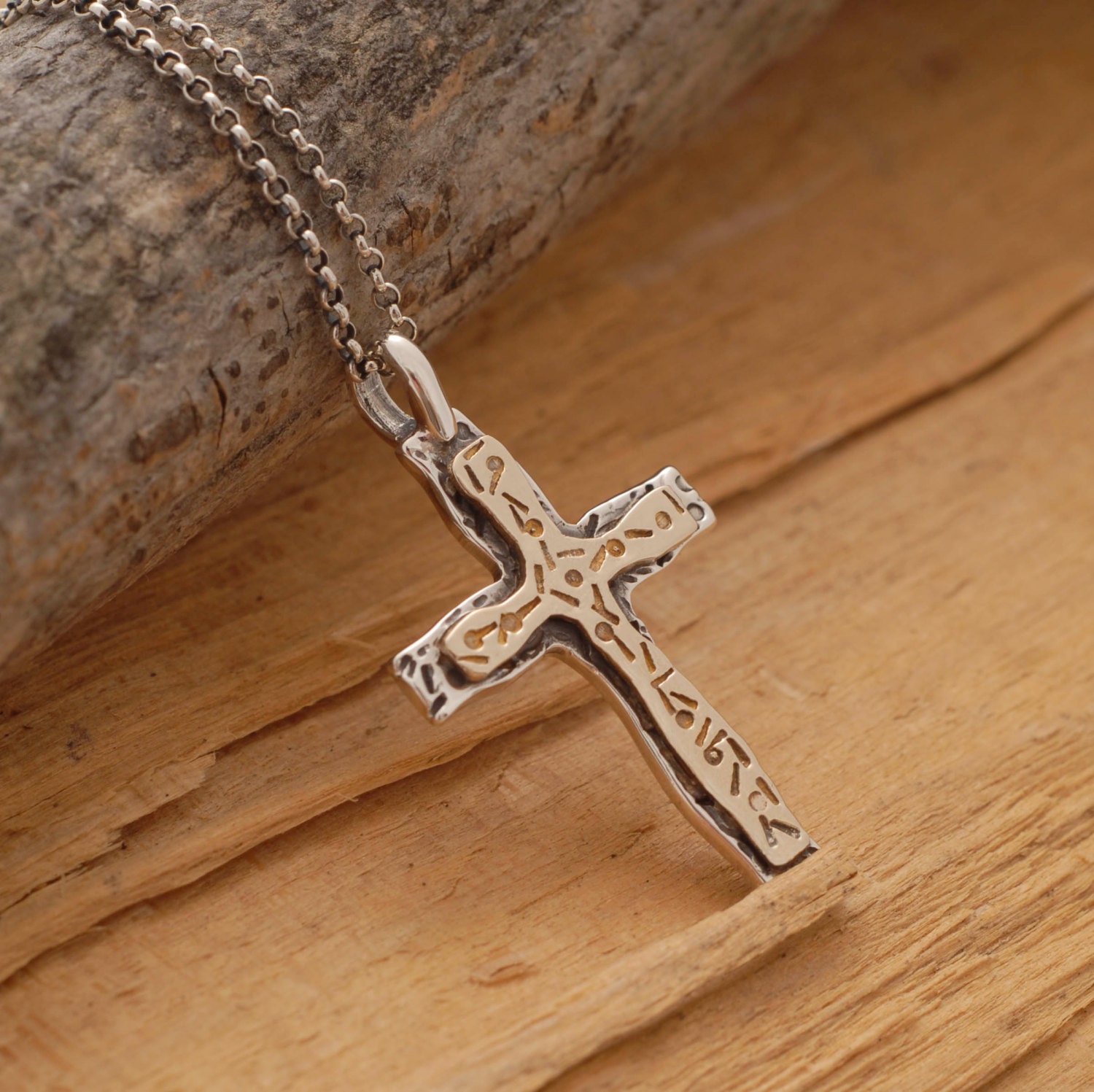 Gold & Silver Double Cross Necklace for Men or Women Unique | Etsy