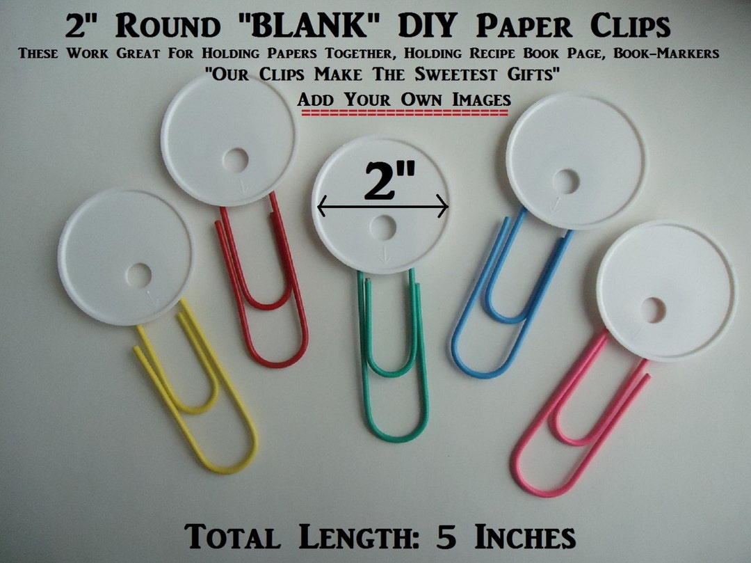 10) 2" Round Blank Paper Clips (2) of Each Color DIY Bookmarkers Holds ...