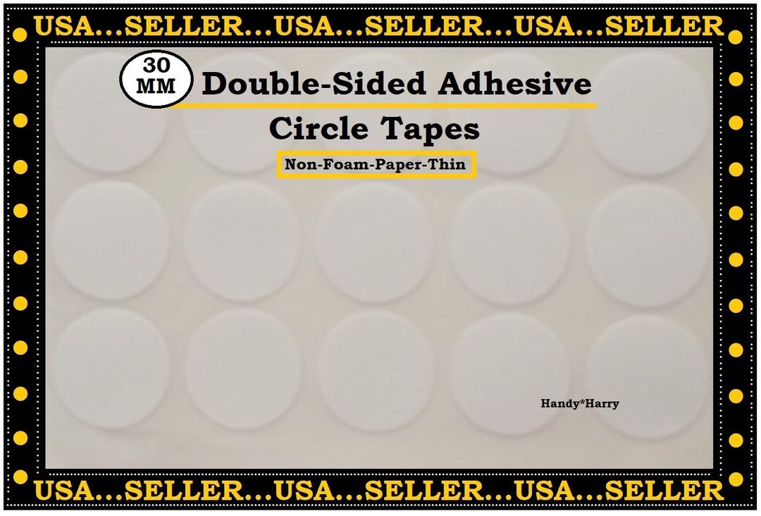30MM Double Sided Adhesive Tapes Paper Thin (75) Circle Adhesives Round ...
