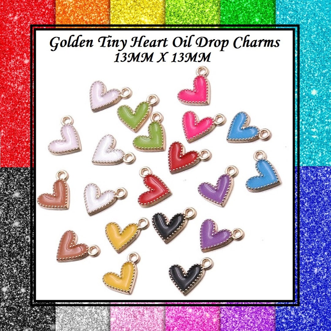 Heart Charms Oil Drop Diamond Style Heart Charms DIY Craft Project (50/ ...
