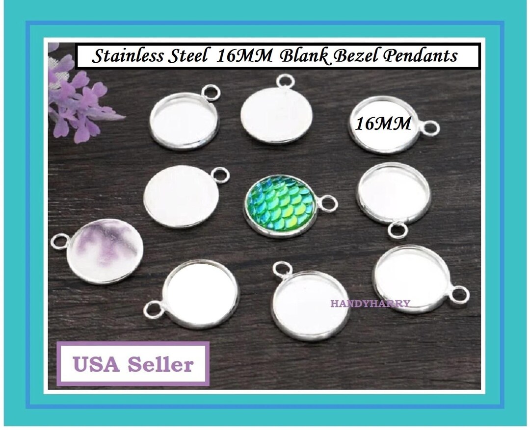 16mm Stainless Steel Blank Bezel Pendant Setting 16MM Pendant Tray ...