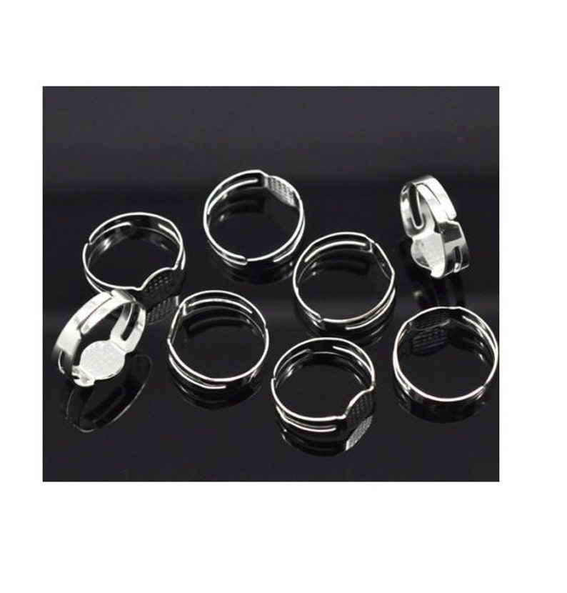 16.7mm 50 Pieces Silver Plate Adjustable Rings Blank Flat | Etsy