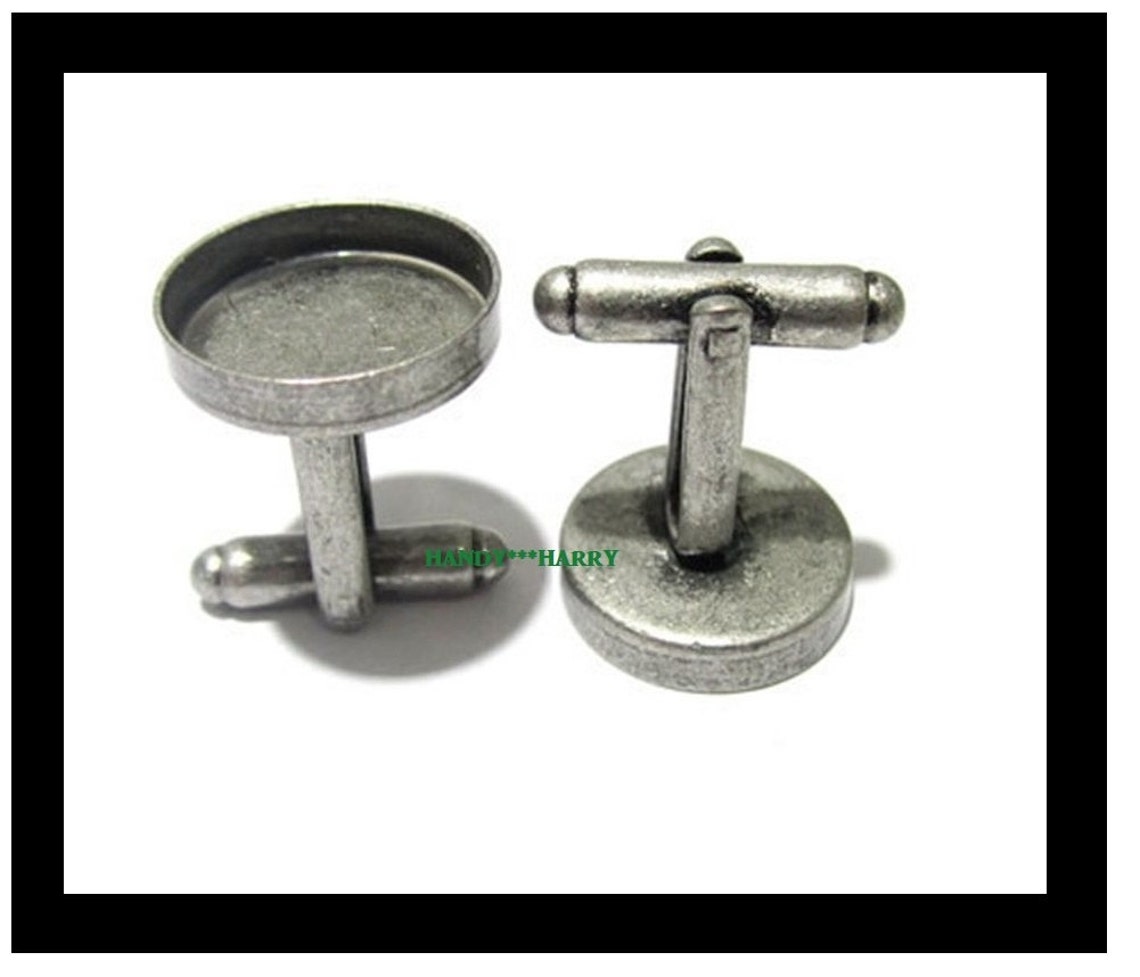 Vintage Antique Silver 15mm Cufflinks Blank Deep Trays Jewelry Fittings ...