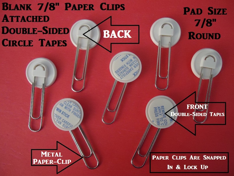 25 / 50 Blank Paper Clips Included and Attached Double Sided Circle ...