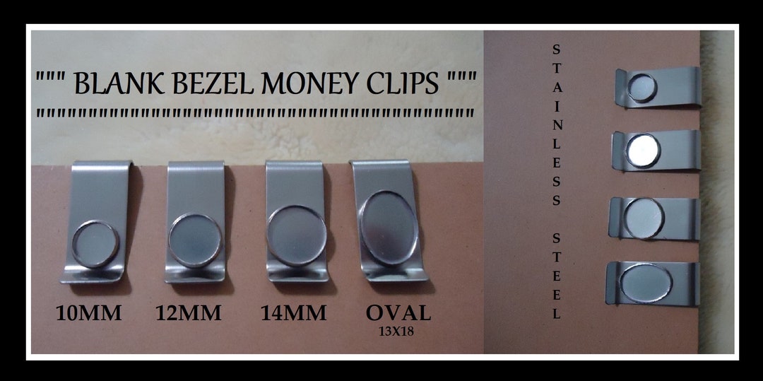 Blank Bezel Stainless Steel Silver Money Clips DIY Craft Jewelry ...