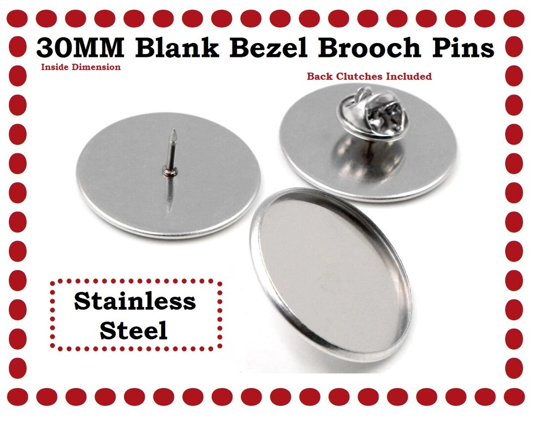 30MM Stainless Steel Blank Brooch Pin Base Tray Jewelry Finding DIY ...