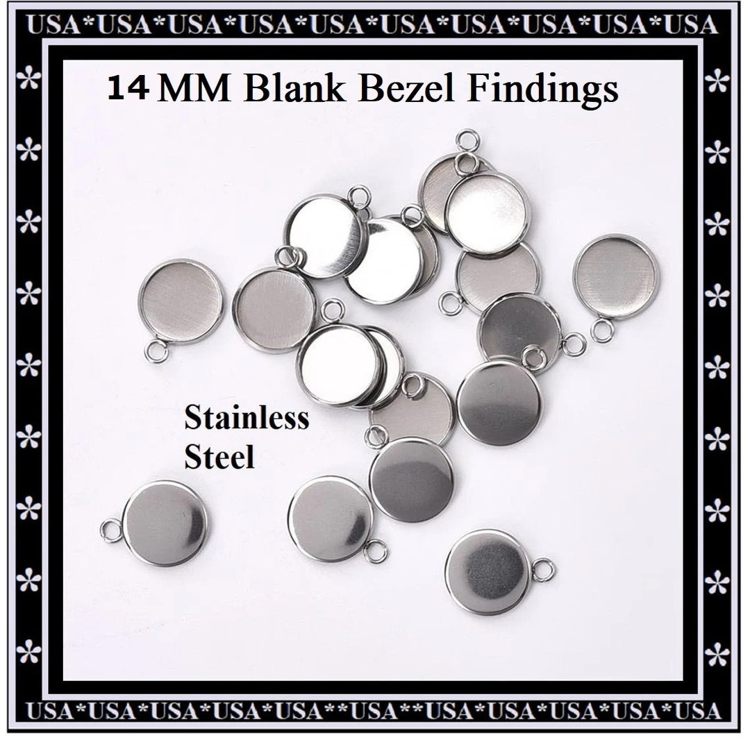 14mm Stainless Steel Blank Bezel Settings 14MM Pendants Earrings Bezel ...