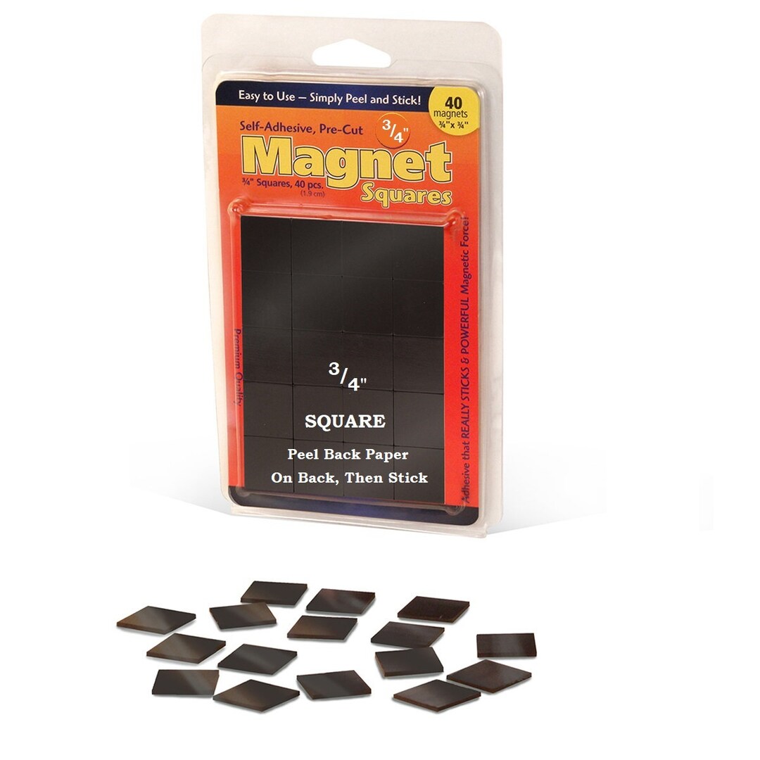 3/4" Square Magnets DIY Craft Self Adhesive Magnet Button 40 PCS ...
