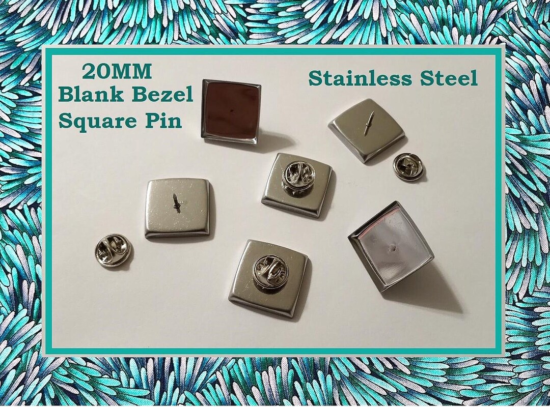 20mm Square Blank Brooch Pin Tray 20mm Bezel Tie Tack Lapel Pin OR 20MM ...
