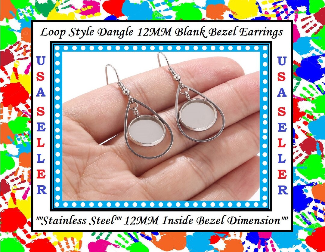 12MM Stainless Steel Blank Bezel Earrings 15 Prs Bezel French Ear Wires ...