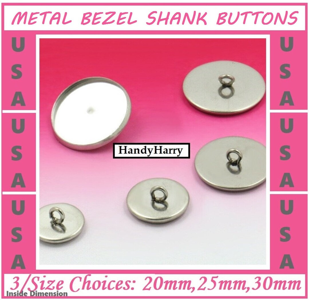 Blank Bezel Button Shanks Blank Button Trays 20MM 25MM OR 30MM DIY ...