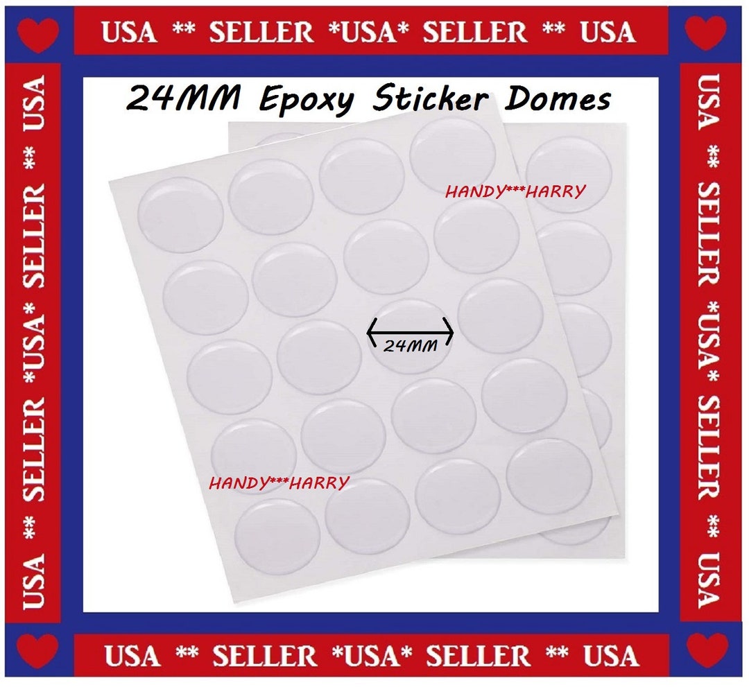 24MM Epoxy Stickers Crystal Clear Epoxy Adhesive Circle Stickers 0.94 ...