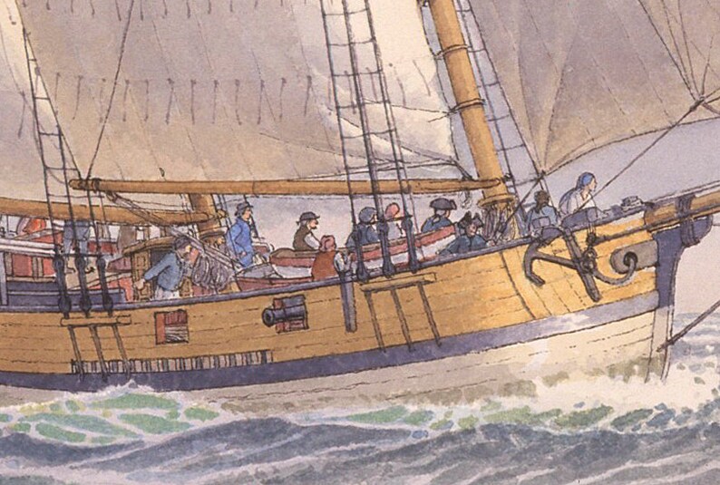Continental Schooner HANNAH Evading HMS LIVELY, 1775. - Etsy