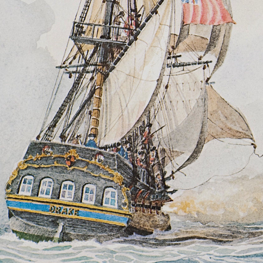 DRAKE Versus RANGER, John Paul Jones in Action, Numbered and Signed by ...