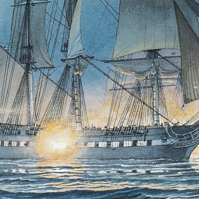 USS Constitution Defeating Cyane and Levant, Febuary 20, 1815, Signed ...