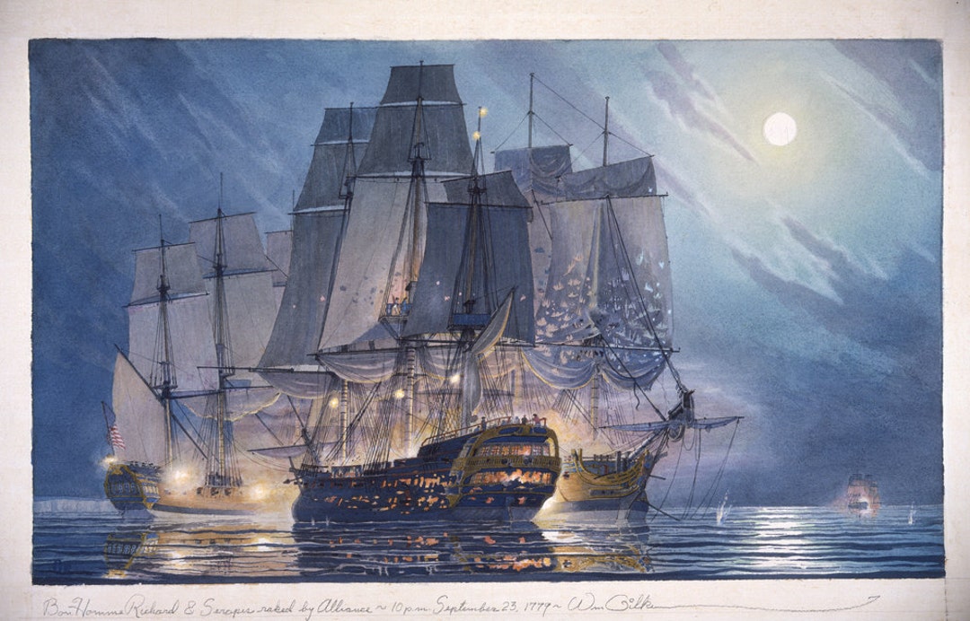 Bonhomme Richard and HMS Serapis Raked by Alliance - 10 Pm Sept. 23 ...