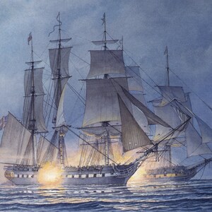 USS Constitution Engaging HMS Levant and HMS Cyane, February 20, 1815 ...