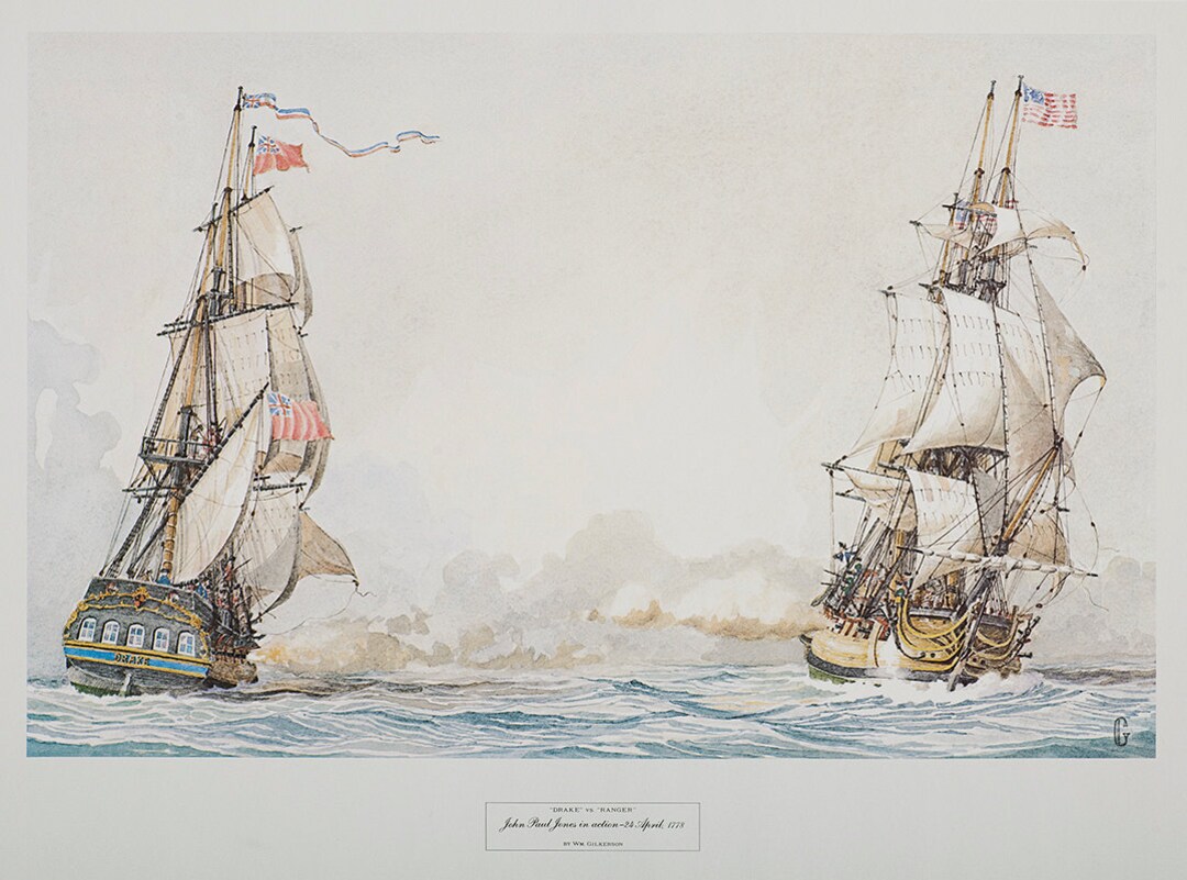 DRAKE Versus RANGER, John Paul Jones in Action, Numbered and Signed by ...